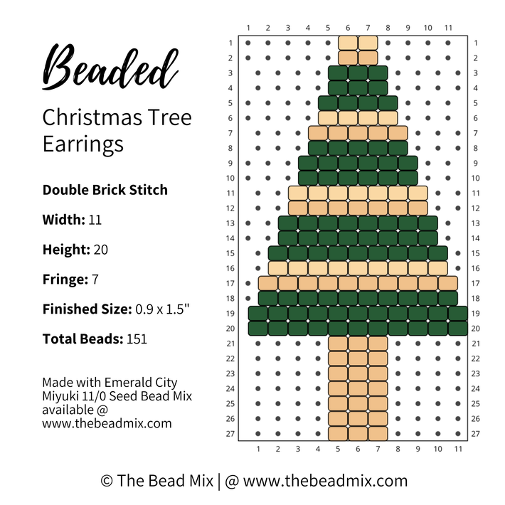 Beaded Christmas Tree Earrings Free Beading Pattern | The Bead Mix