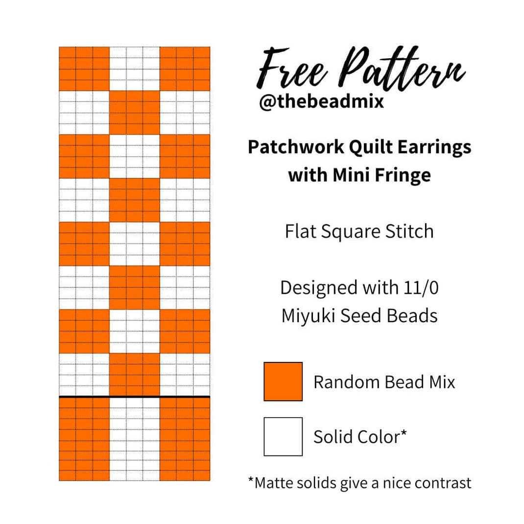 Square Stitch Patchwork Quilt Earrings Free Beading Pattern | The Bead Mix