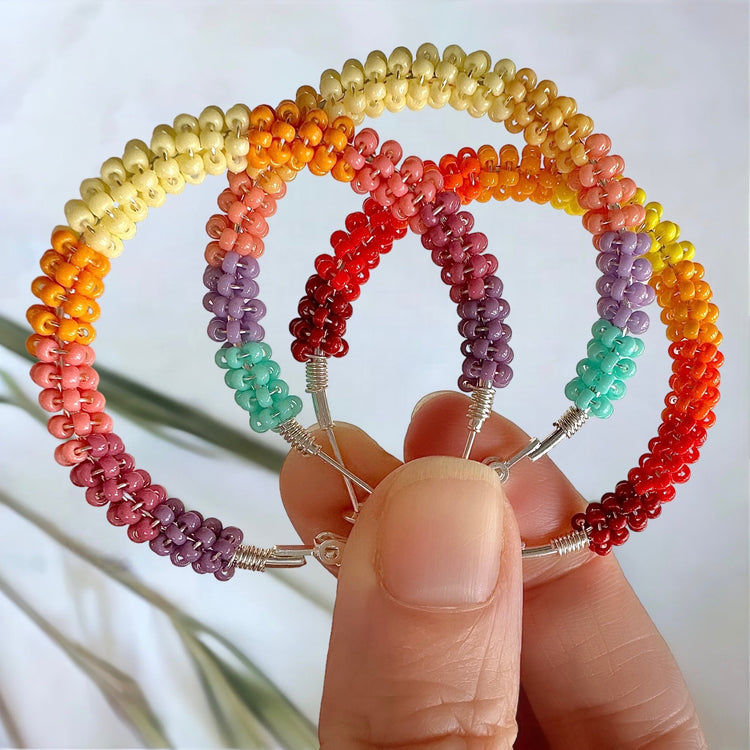 Sunset Wire-wrapped Beaded Hoop Pattern | The Bead Mix